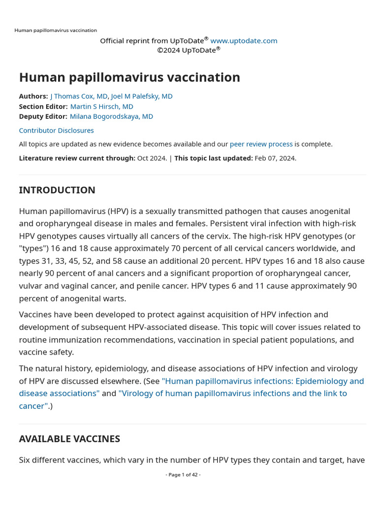 Human Papillomavirus Vaccination | PDF | Vaccines | Cervical Cancer