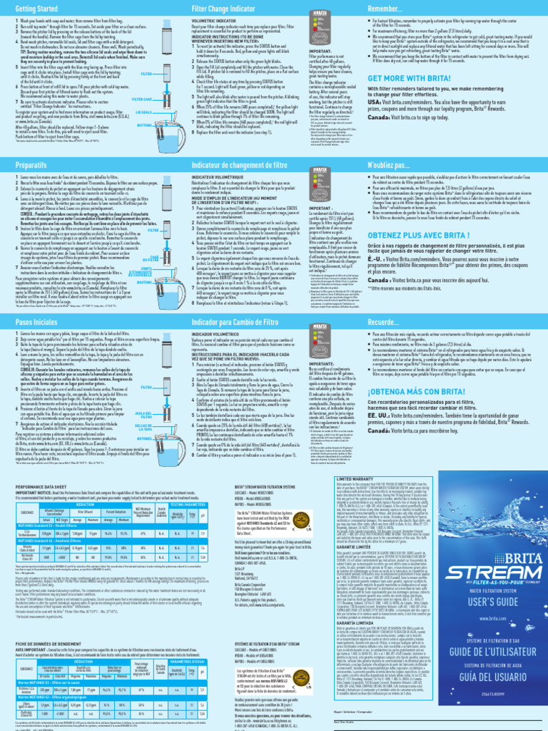 Brita Stream User Guide | PDF | Filtration | Environmental Engineering