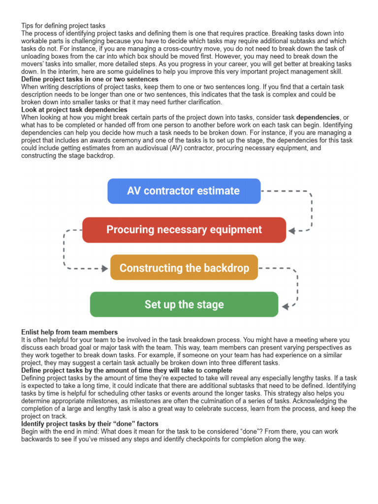 Tips For Defining Project Tasks - Coursera | PDF | Cognitive Science ...