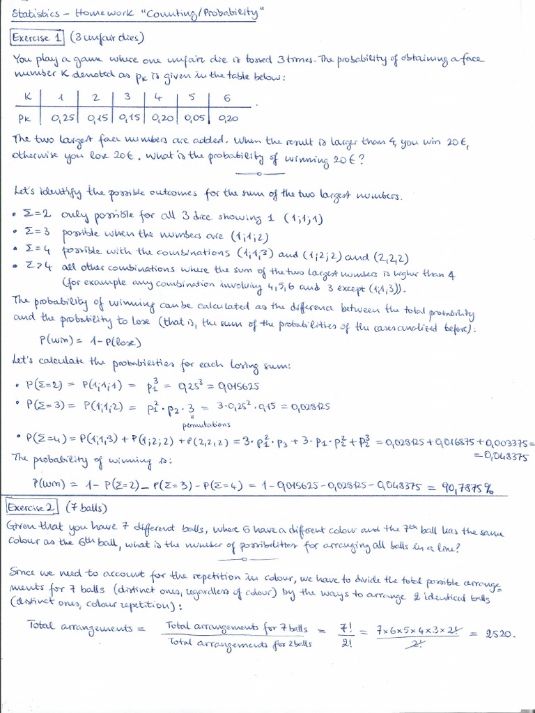 Homework (Counting Probability) | PDF