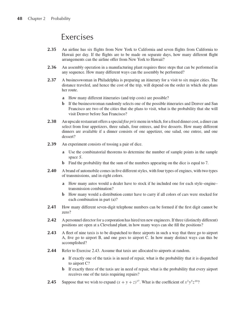 4. Exercises in class | PDF | Sampling (Statistics) | Probability