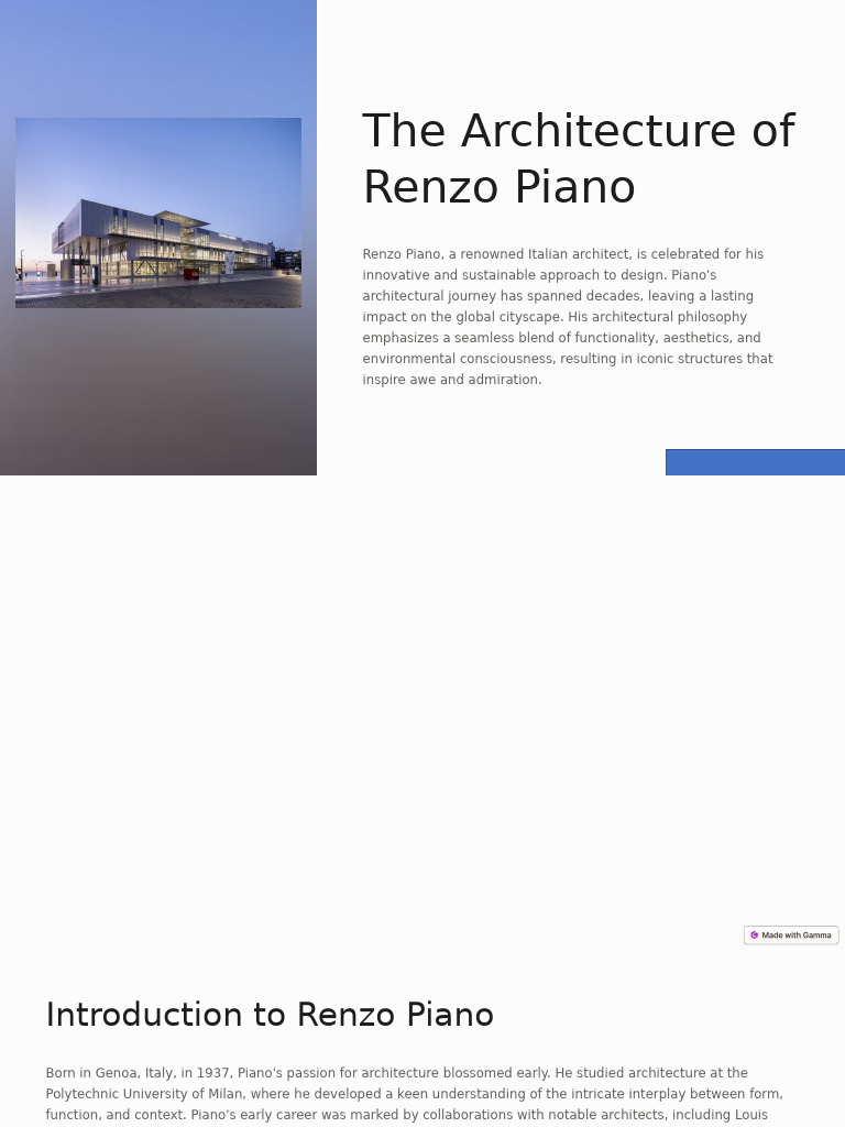 Renzo Piano: Innovative Architectural Legacy | PDF | Sustainable Design ...