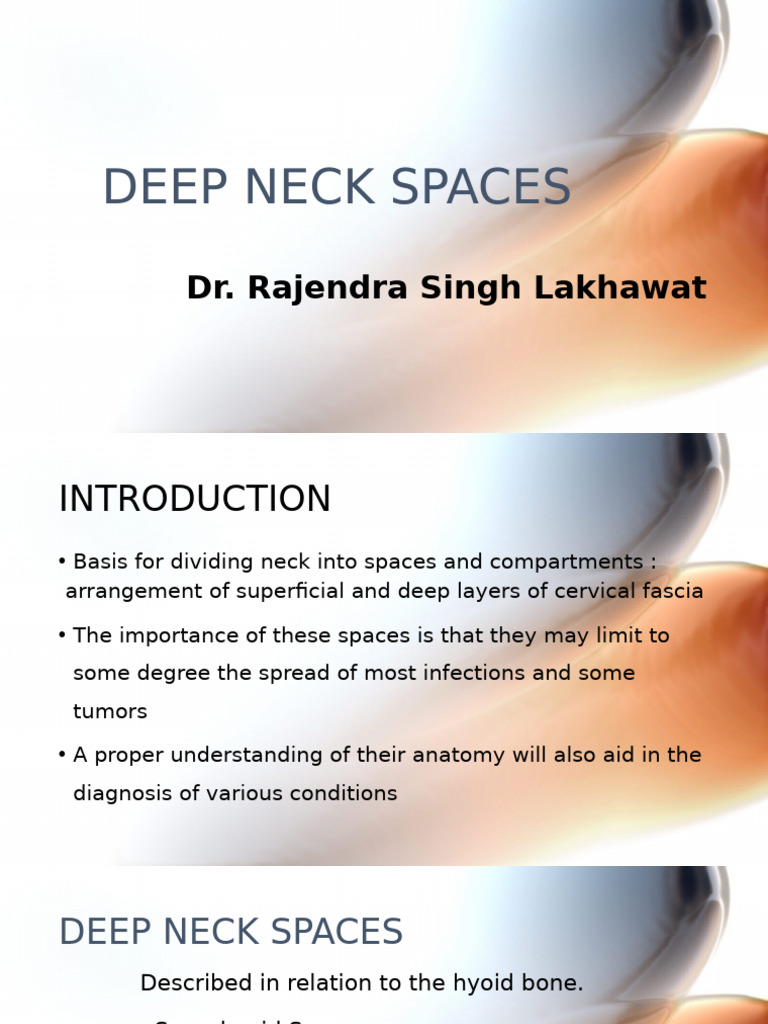 Deep Neck Spaces: Dr. Rajendra Singh Lakhawat | PDF | Neck | Common ...