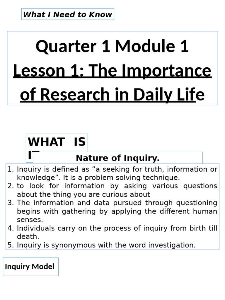 Module 1 Reviewer Pr11 (1) | PDF | Knowledge | Inquiry
