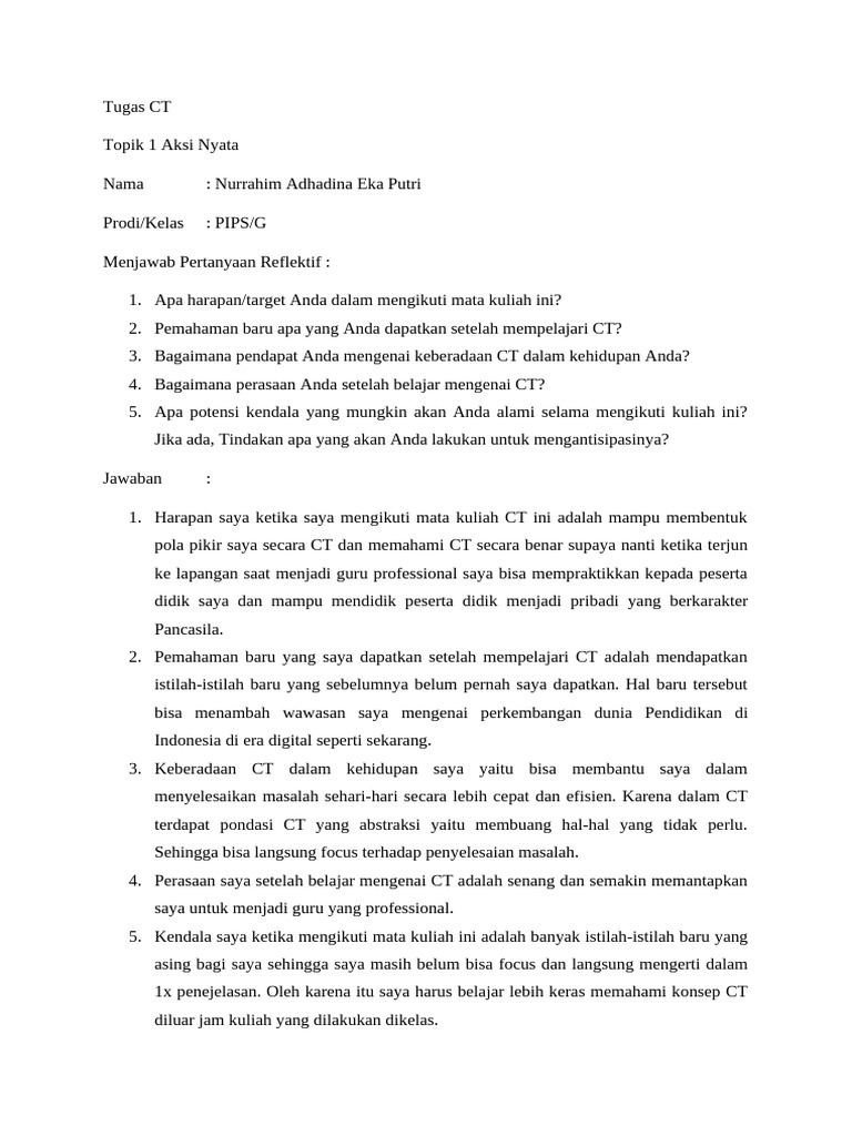 Tugas CT Topik 1 Aksi Nyata | PDF
