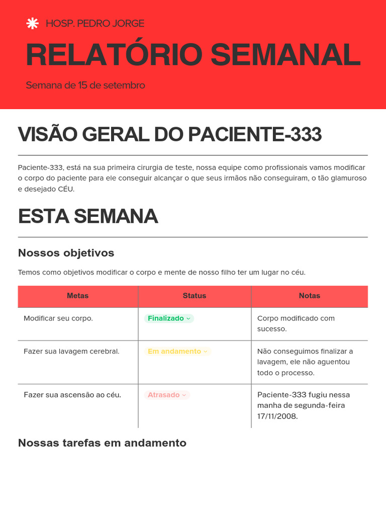 de Relatório Semanal - 20250107 - 135716 - 0000 | PDF