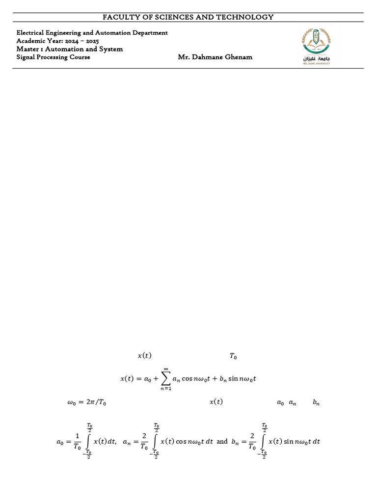 SP Chapter1 | PDF | Fourier Transform | Fourier Series