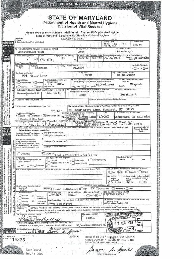 Death Certificate and Burial Transit Permit | PDF