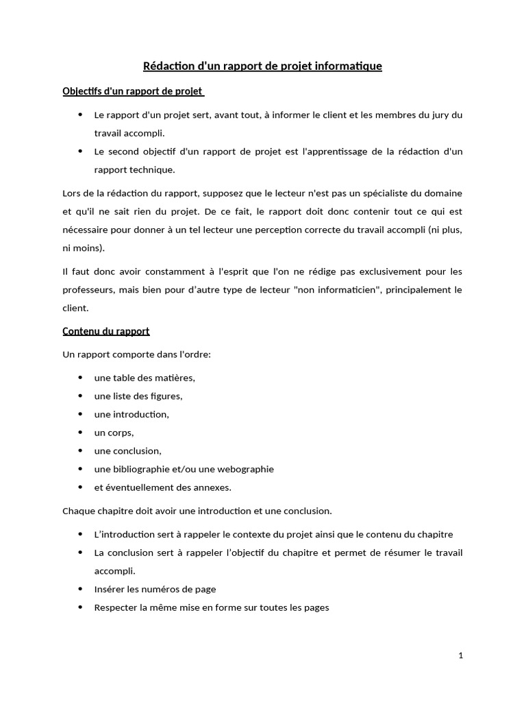Guide de rédaction d'un rapport de projet | PDF | Programme ...