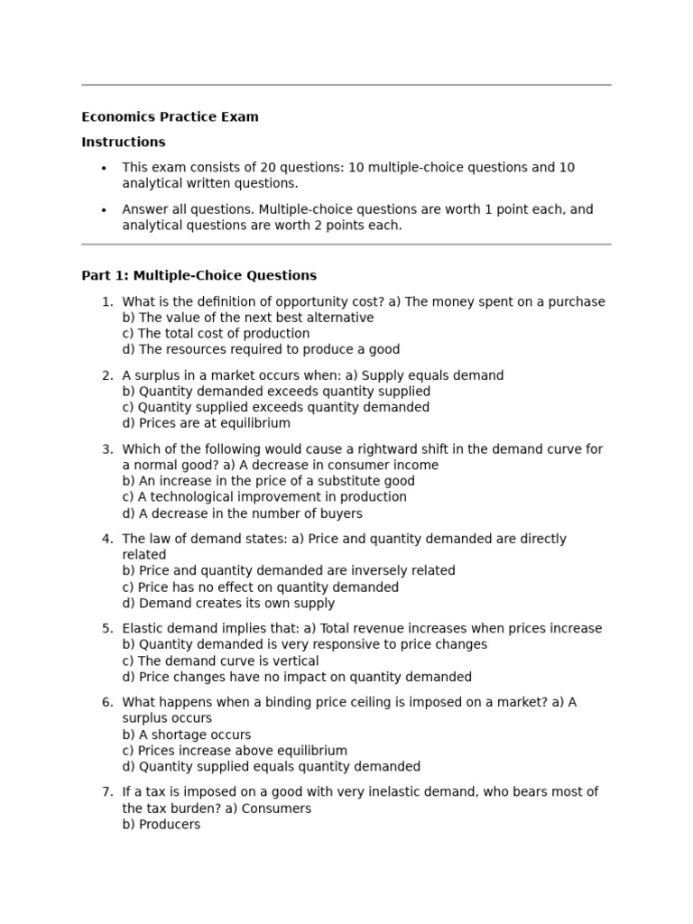 Economics Practice Exam | PDF | Demand | Elasticity (Economics)