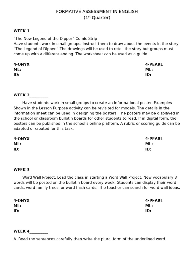 Formative Assessment: Legend of Dipper | PDF | Verb | Linguistics