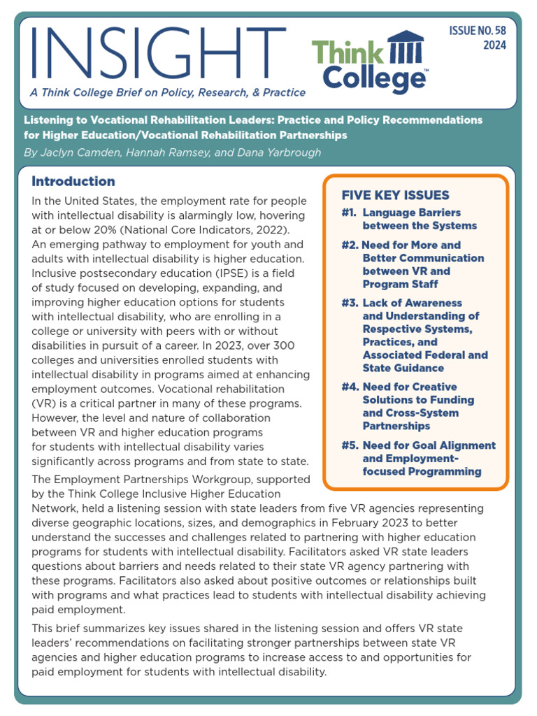 IN58 - Listening To VR Leaders - R2 | PDF | Rehabilitation Counseling ...