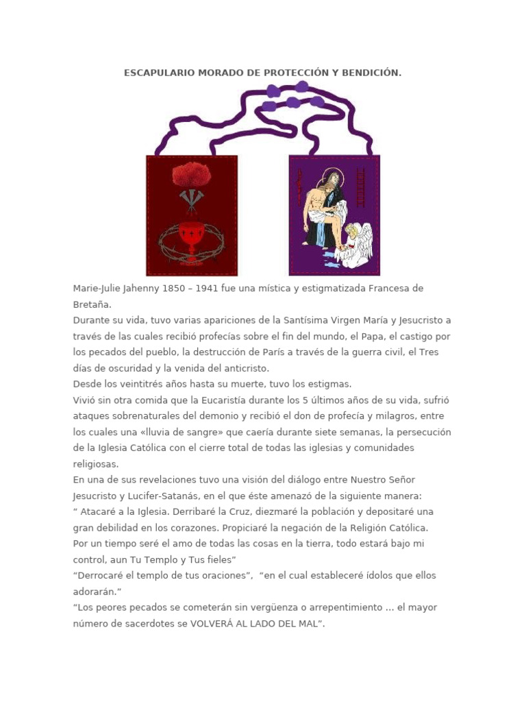 Escapulario Morado de Protección y Bendición | PDF | eucaristía | Creencia religiosa y doctrina