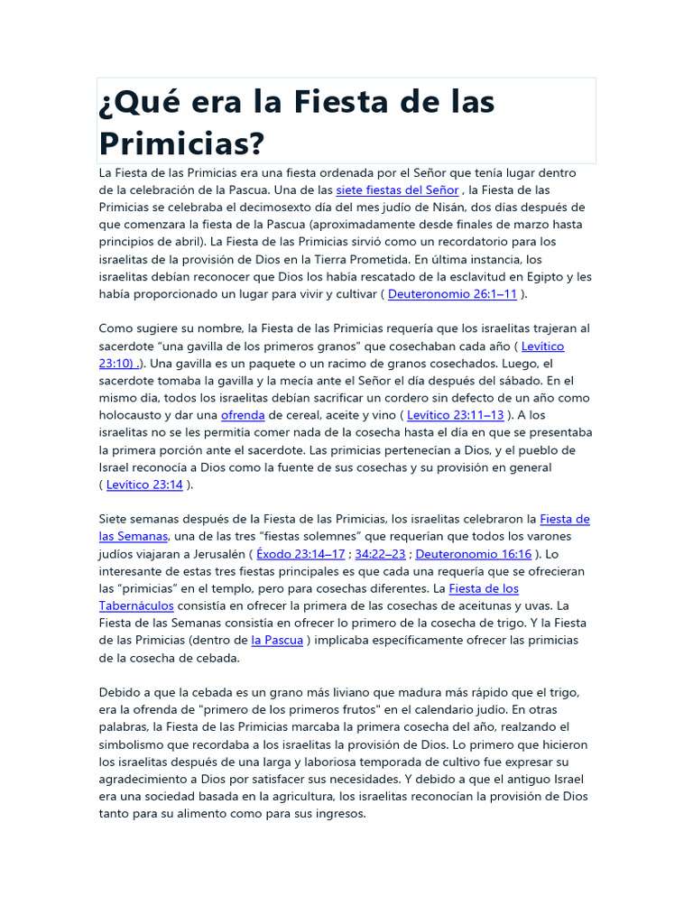 Qué Era La Fiesta de Las Primicias Ok | PDF | Pascua | La resurrección ...