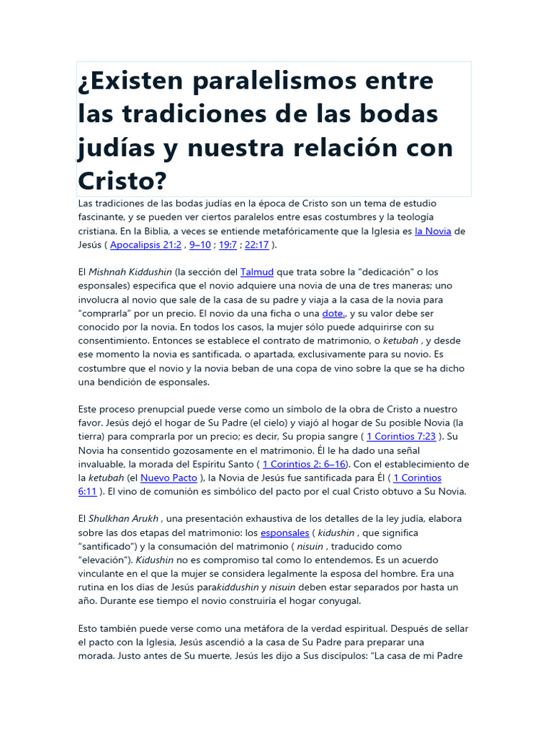 Existen paralelismos entre las tradiciones de las bodas judías y ...
