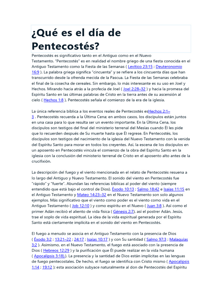 Significado y Eventos del Pentecostés | PDF | Pentecostés | Ministerio ...