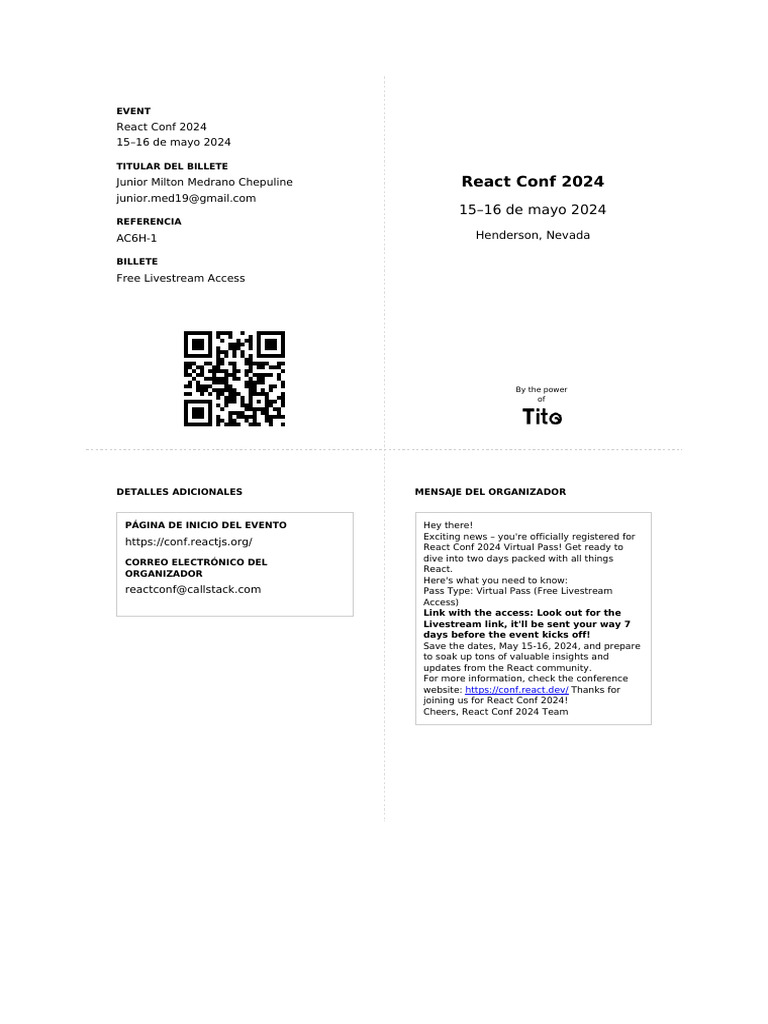 Reactconf 2024 Ticket AC6H 1 | PDF