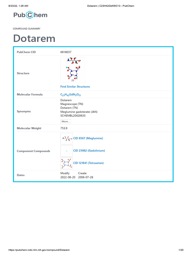 Dotarem- PubChem | PDF | Chemical Compounds | Chemical Bond