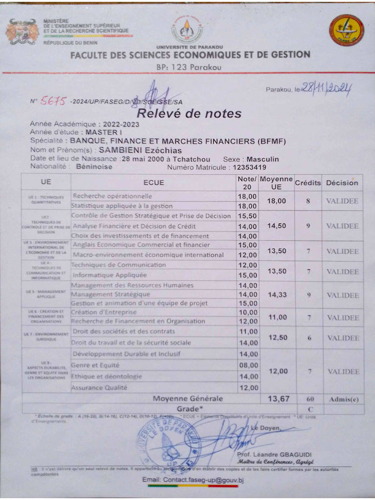 master 1 relevé | PDF