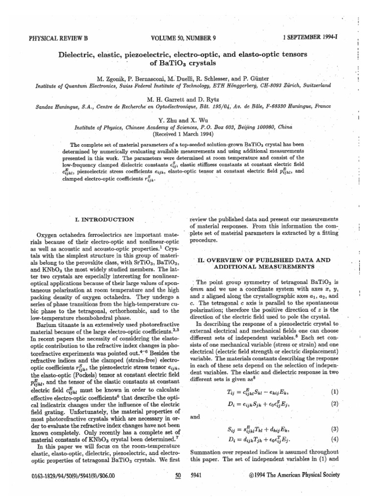 Dielectric Elastic Piezoelectric Electro | PDF