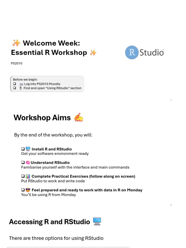 Welcome Week R Workshop | PDF | Installation (Computer Programs ...