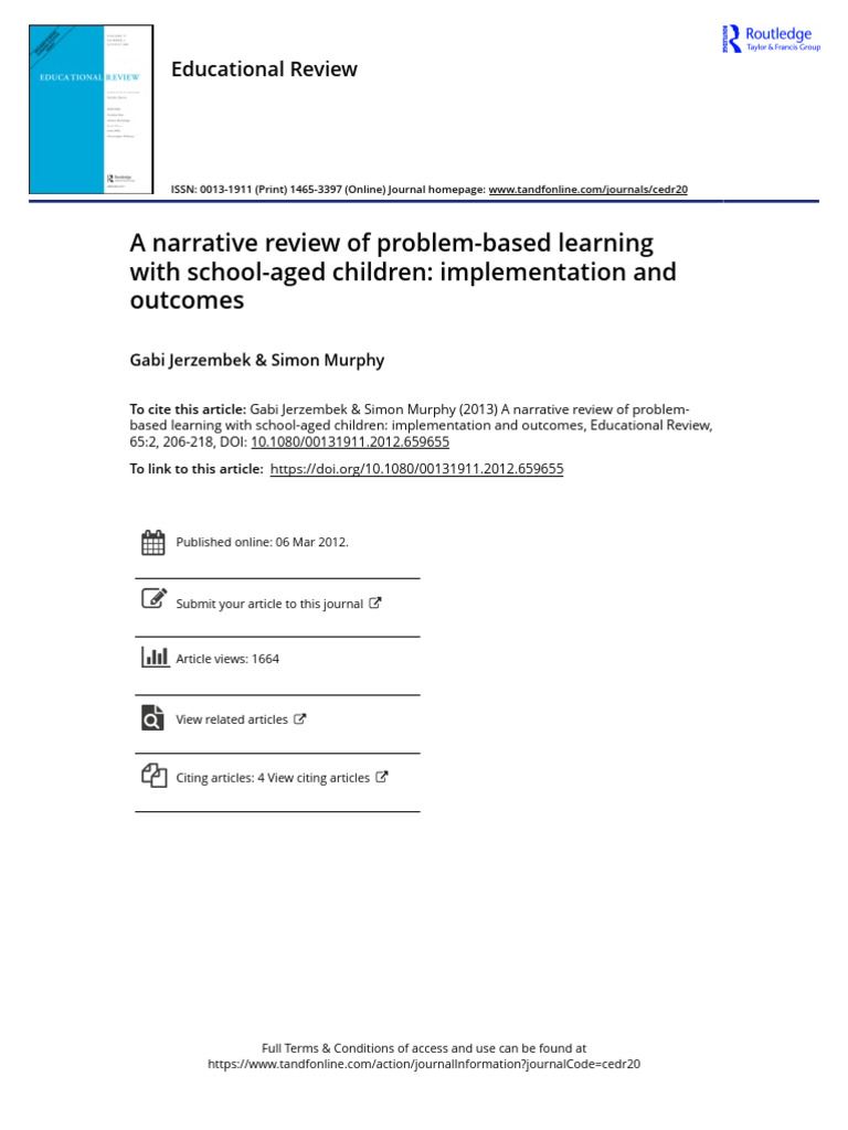A narrative review of problem-based learning with school-aged children ...