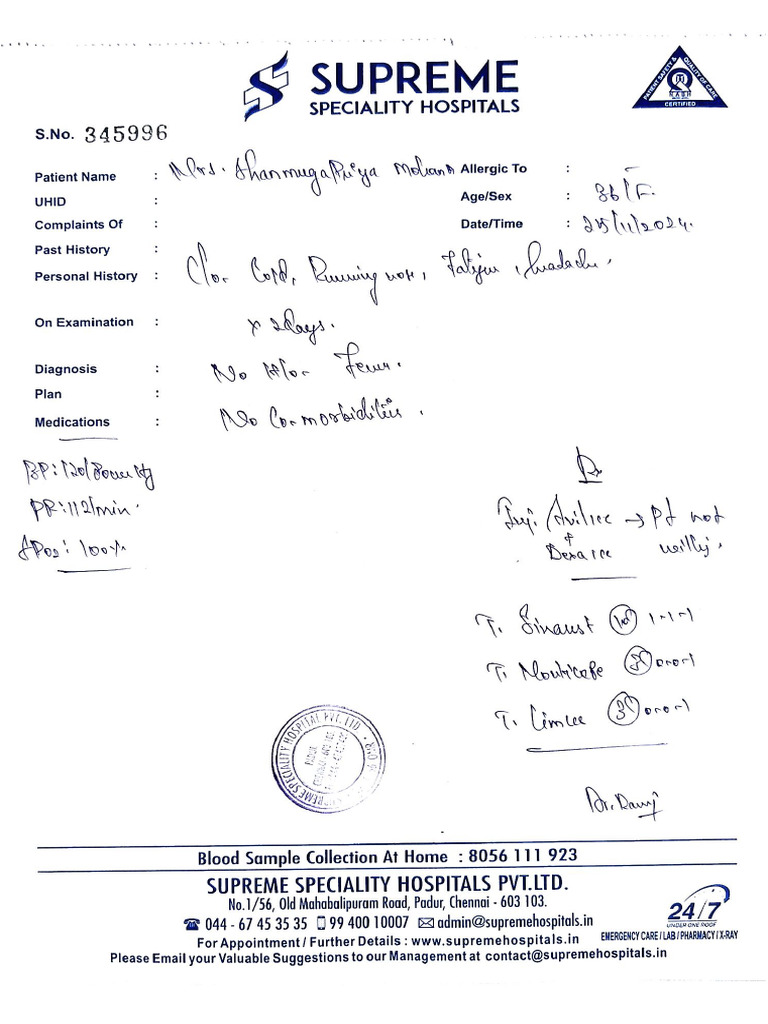 Shanmuga Priya Mohan prescription | PDF