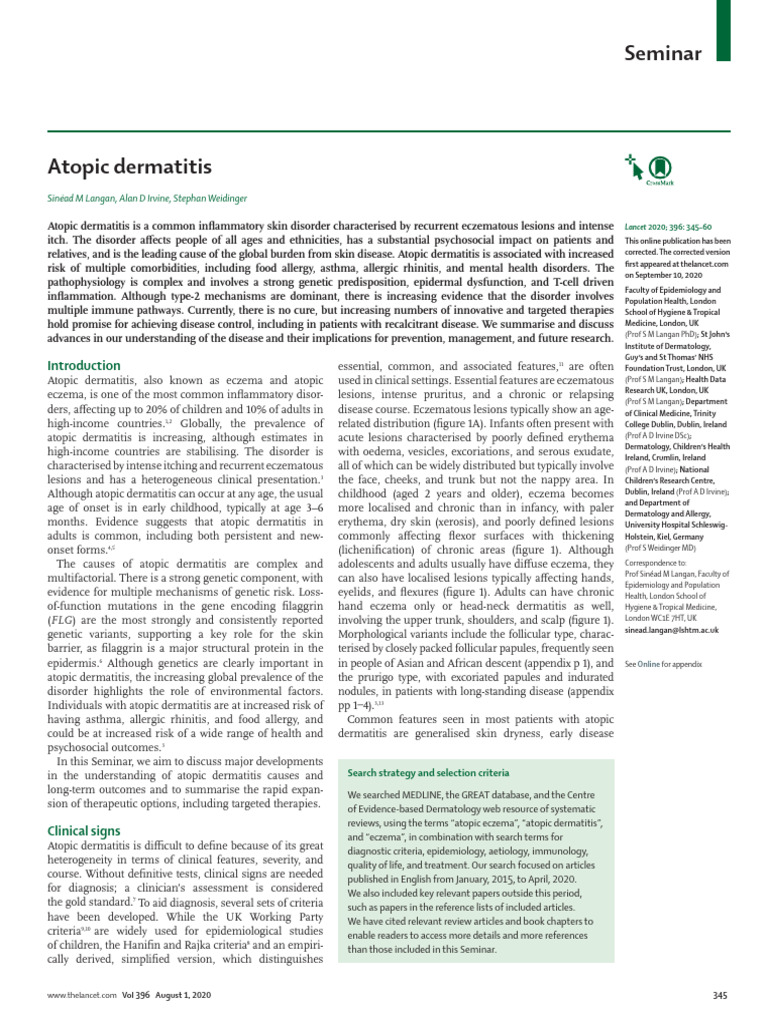 Atopic Dermatitis | PDF | Dermatitis | Allergy