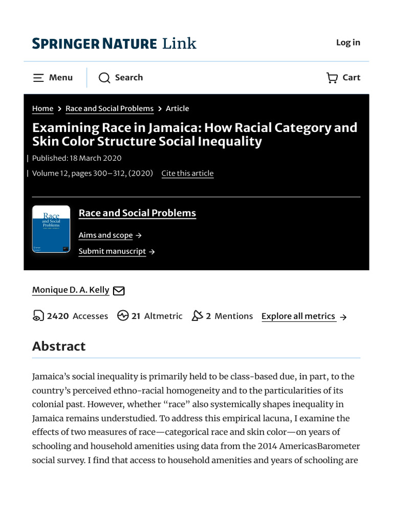 Examining Race in Jamaica- How Racial Category and Skin Color Structure ...