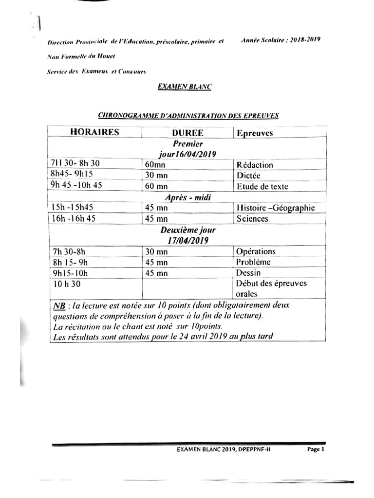 Examen Blanc Houet | PDF