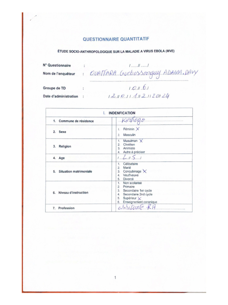 Questionnaire Quantitatif | PDF
