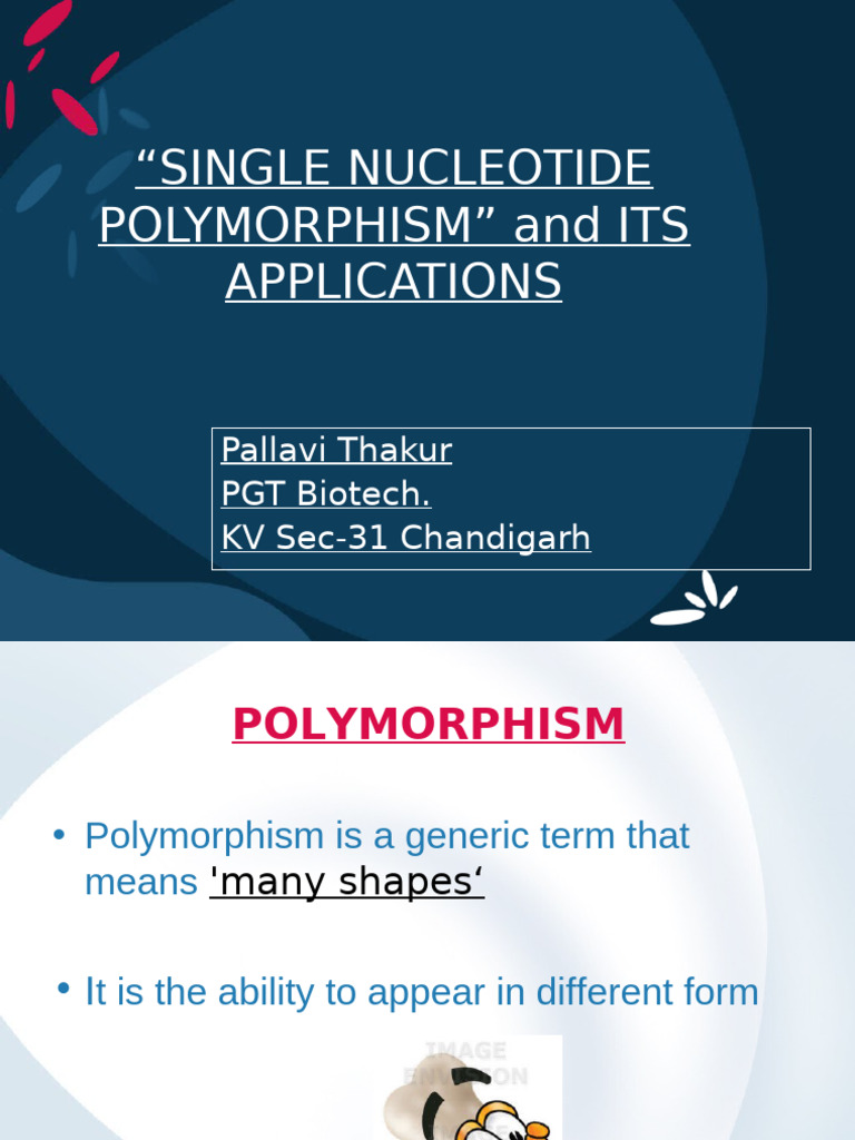 snp and its applications | PDF | Single Nucleotide Polymorphism | Life Sciences