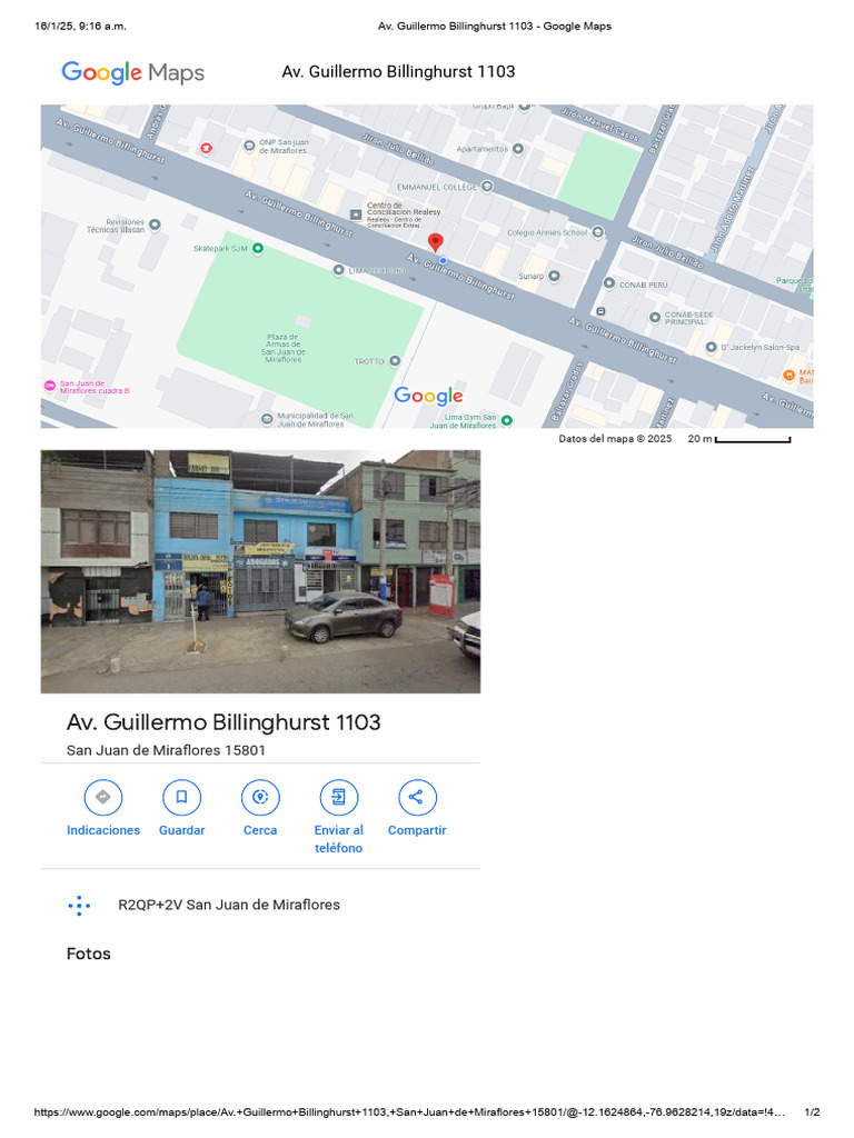 Dirección Av. Guillermo Billinghurst 1103 | PDF