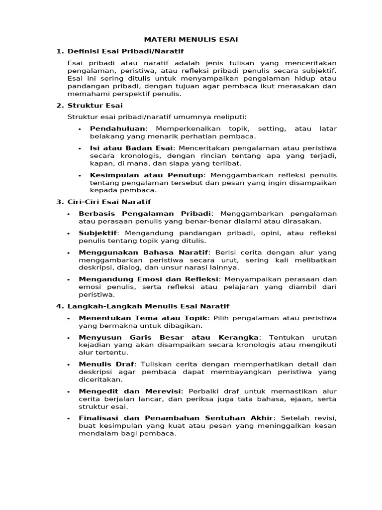 Panduan Menulis Esai Naratif | PDF
