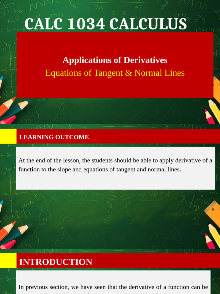 LMS Week 8 CALC 1034 Tangent Normal Lines | PDF | Tangent | Slope