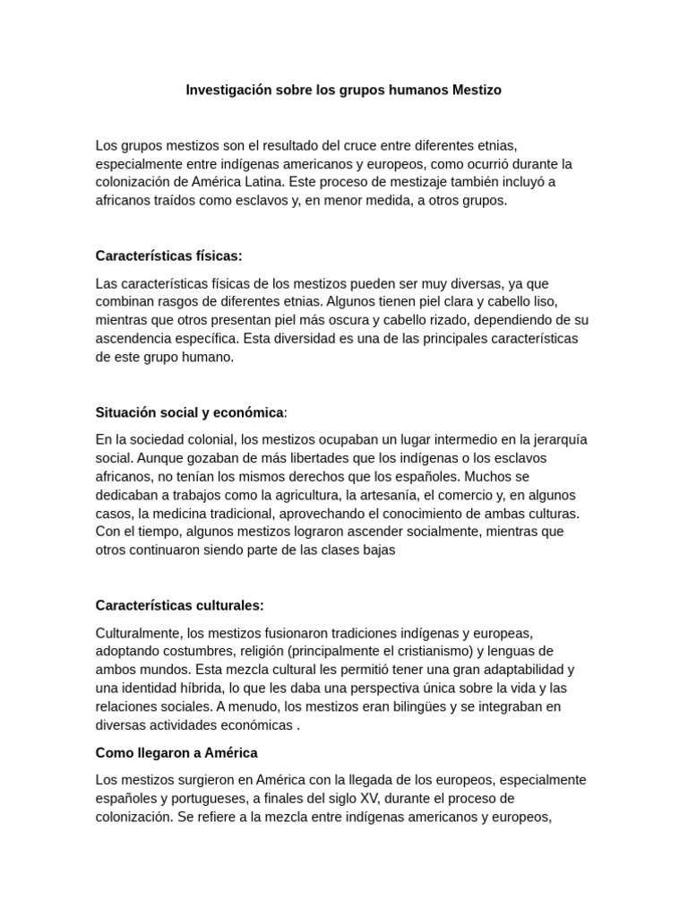 Mestizos | PDF