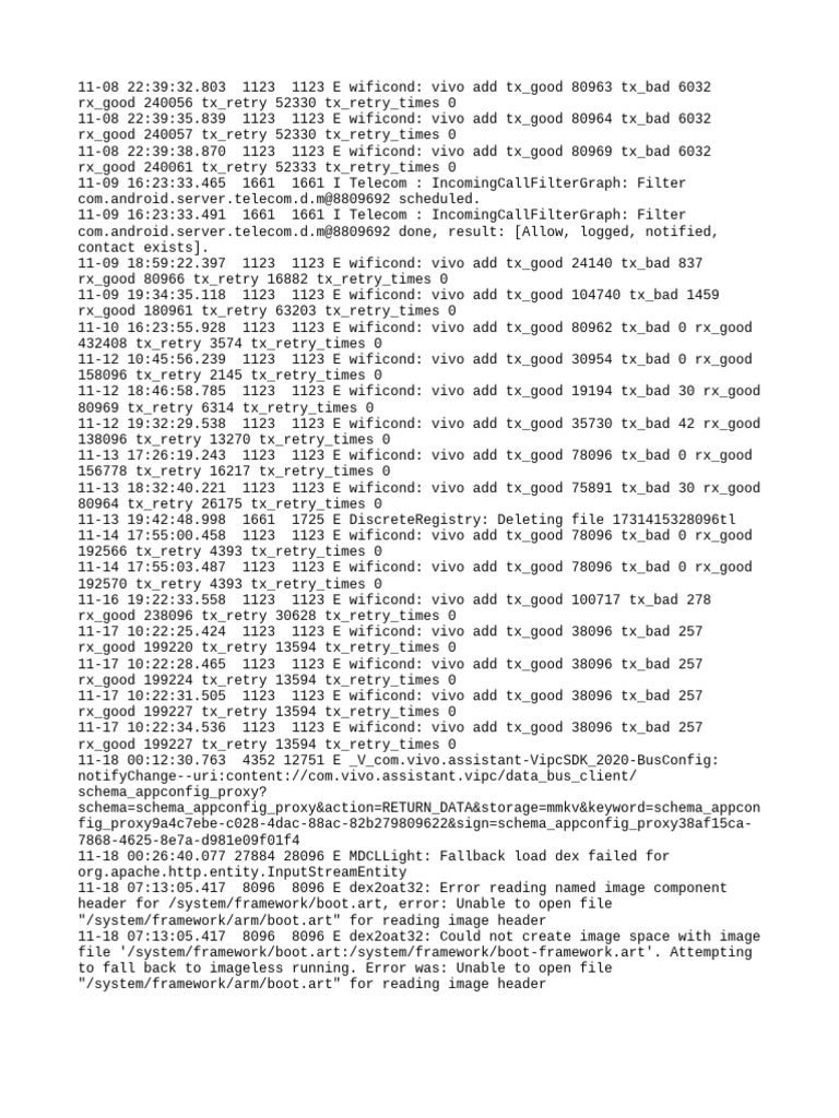 Vivo WiFi and Telecom Log Analysis | PDF | Software | Computing