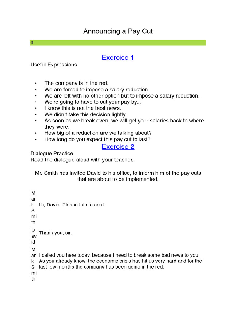 Announcing a Pay cut | PDF | Salary | Employment