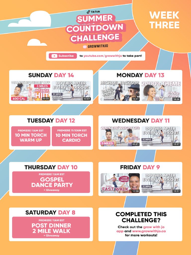 Summer Countdown Challenge WK 3 | PDF
