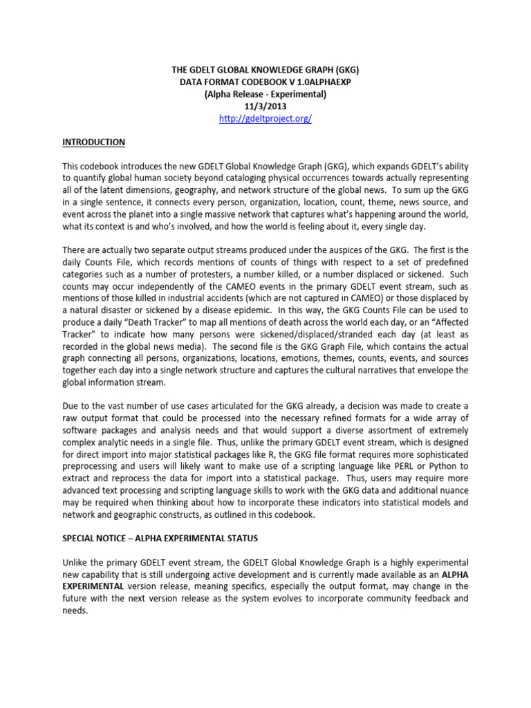 GDELT Global Knowledge Graph Codebook | PDF | Tone (Linguistics) | News