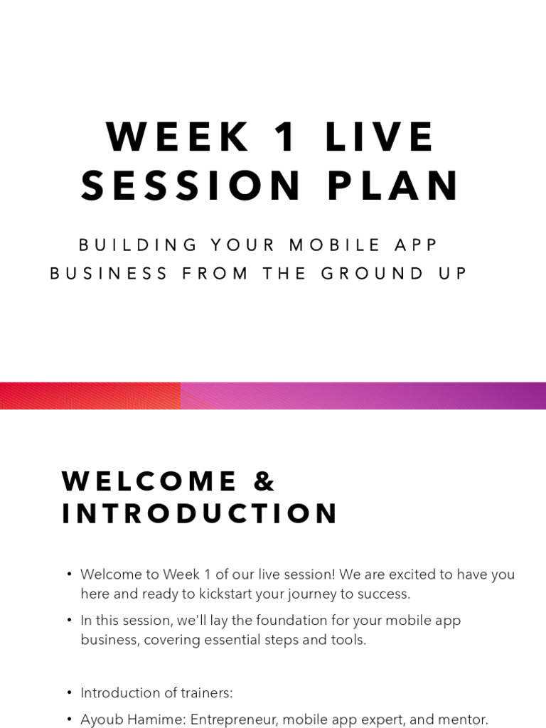 Week_1_Live_Session_Plan | PDF | Software | Computing