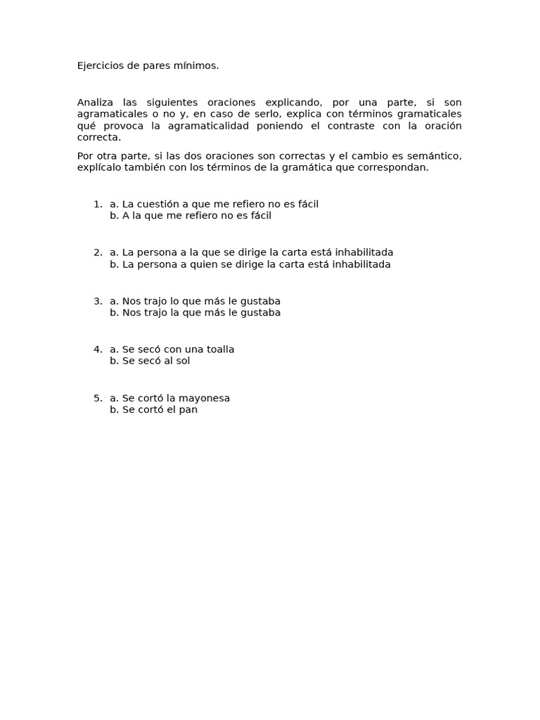 Ejercicios de pares mínimos | PDF