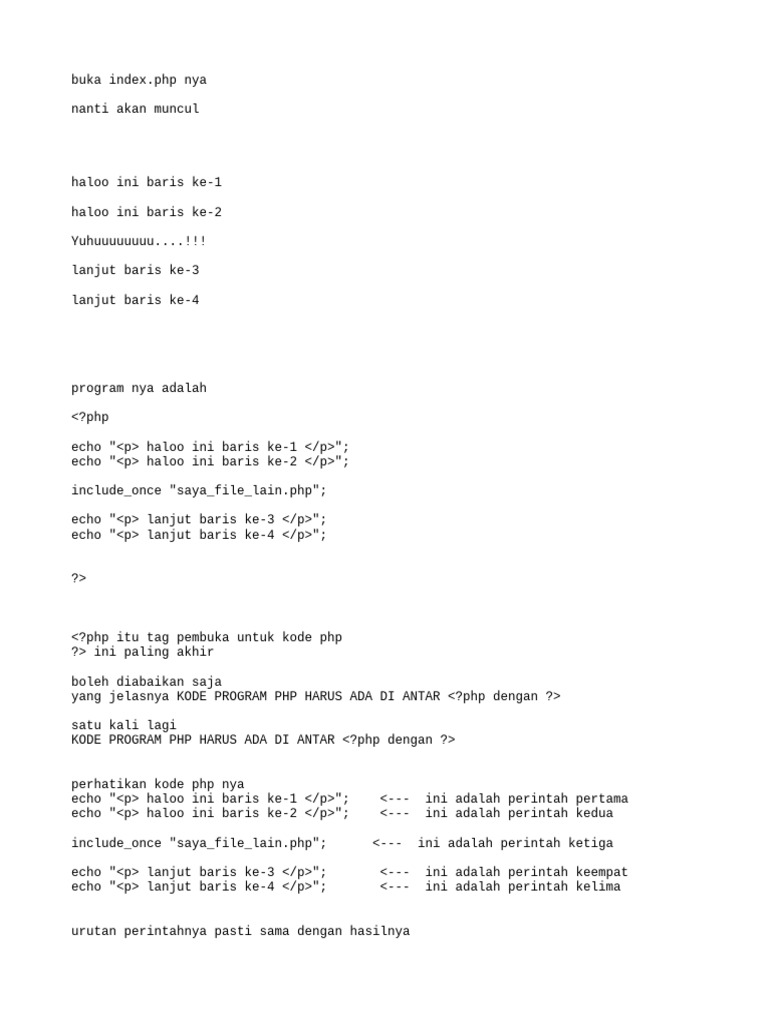 Panduan Dasar PHP: Echo & Include | PDF