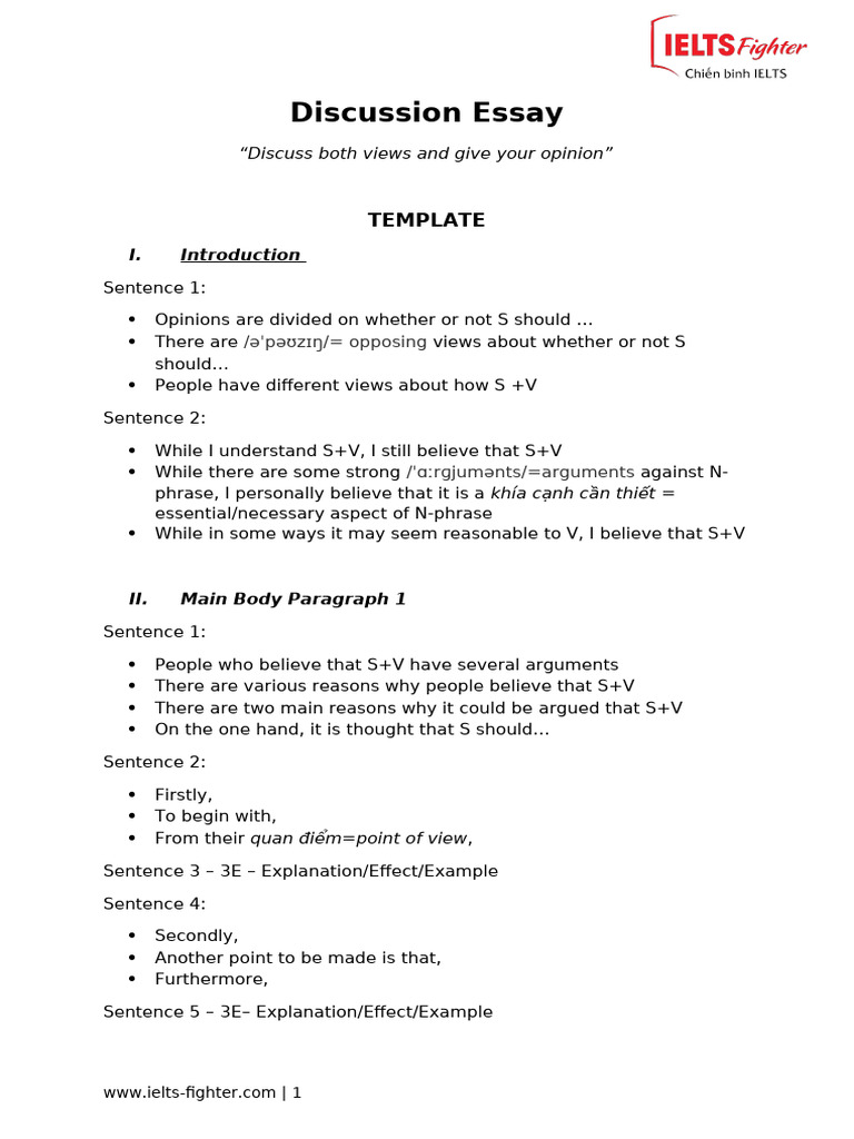 Discussion Essay Template Guide | PDF