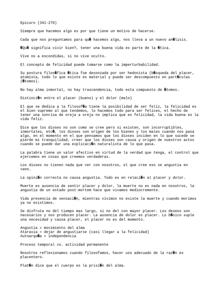 Epicuro | PDF | Placer | Felicidad