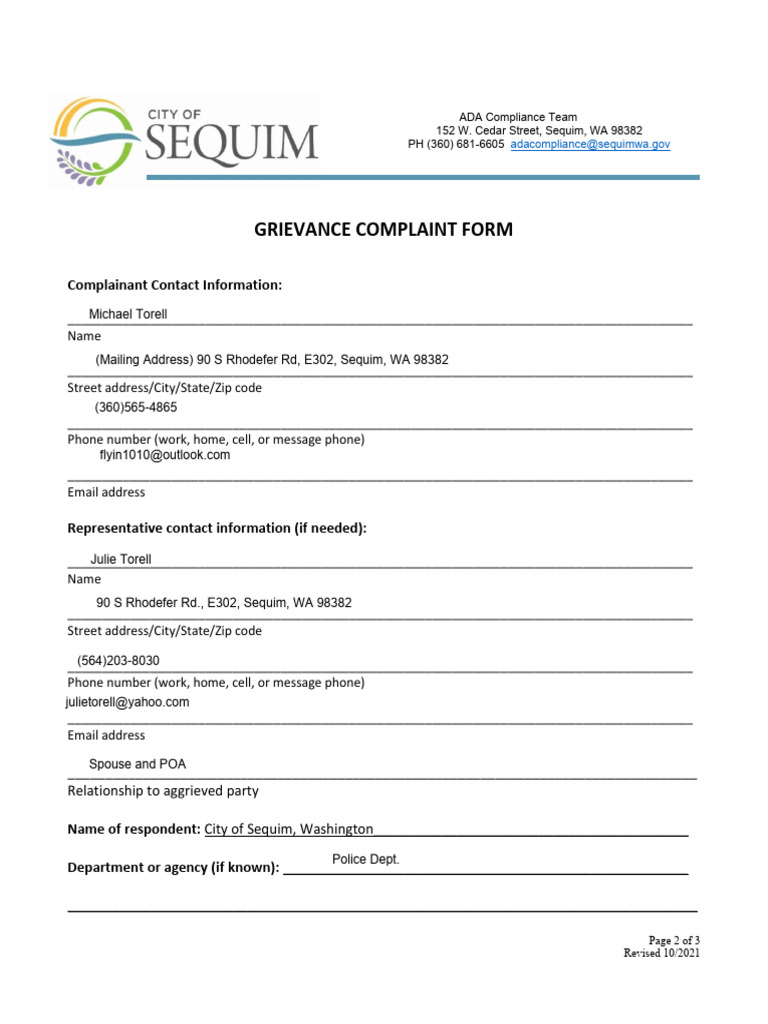 Grievance complaint form | PDF | Misconduct | Crimes