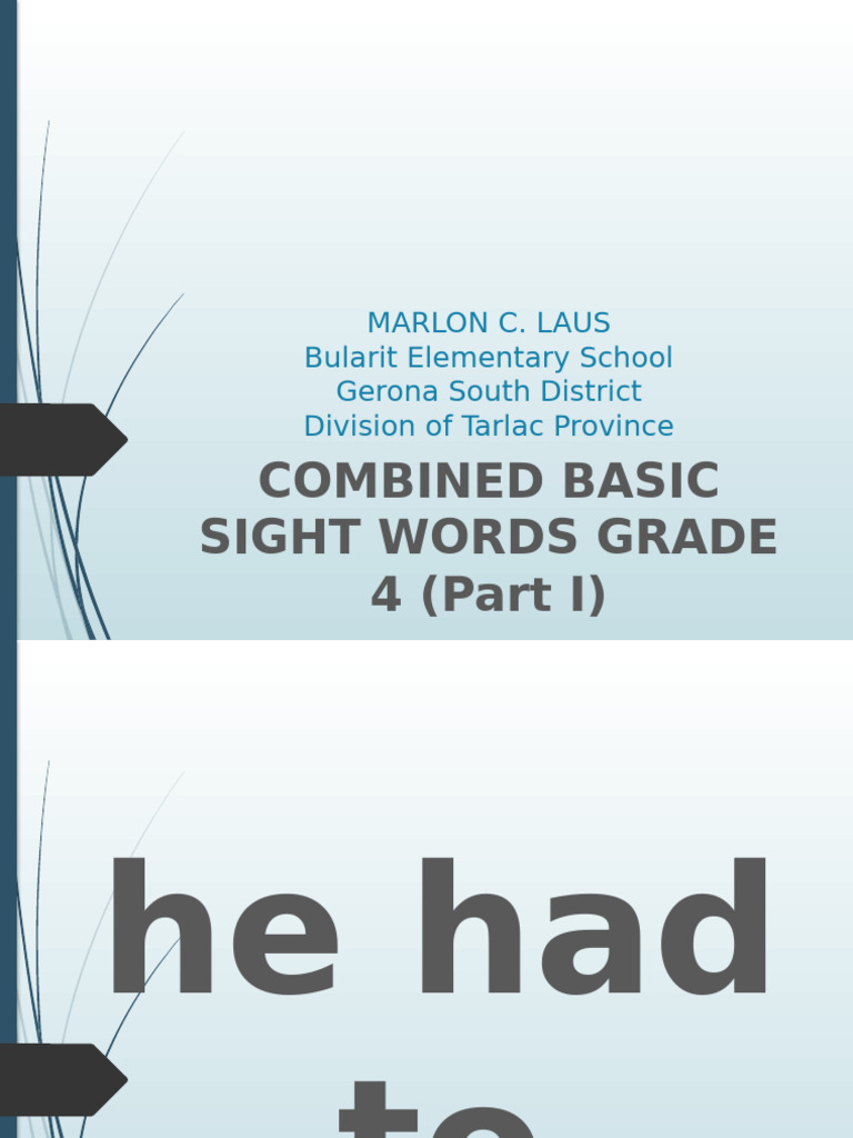 Combined Basic Sight Words Grade 3 4 Part i | PDF