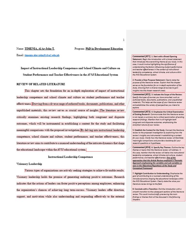 AR Writing Guide 2 - Article Review | PDF | Leadership | Teachers