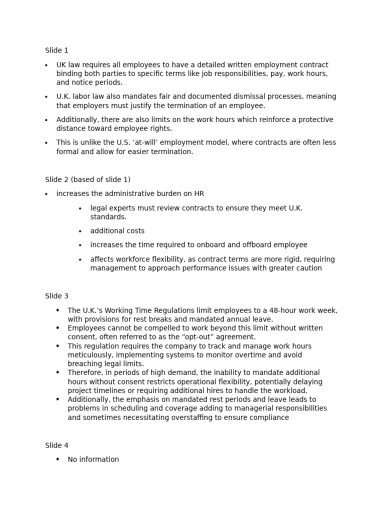 Presentation Notes | PDF | Employment | At Will Employment