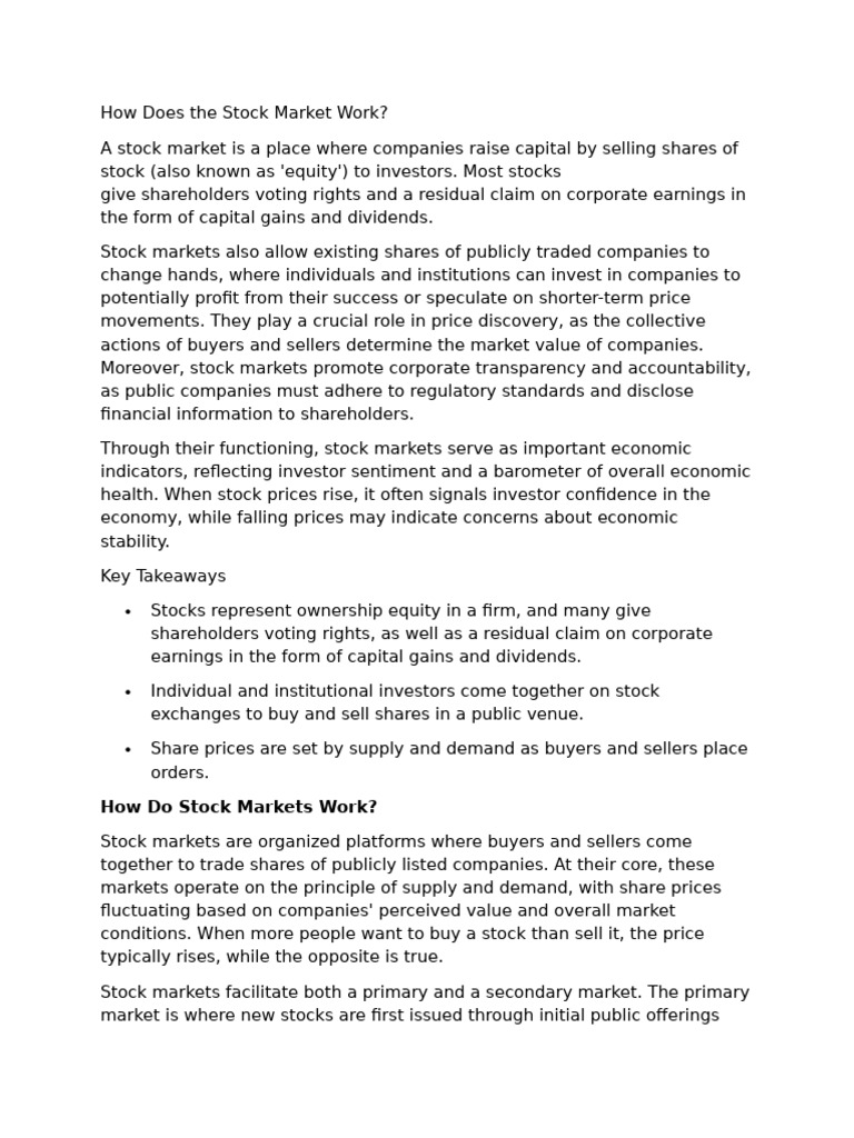 How Does Trading and The Stock Market Work | PDF | Investing | Stocks